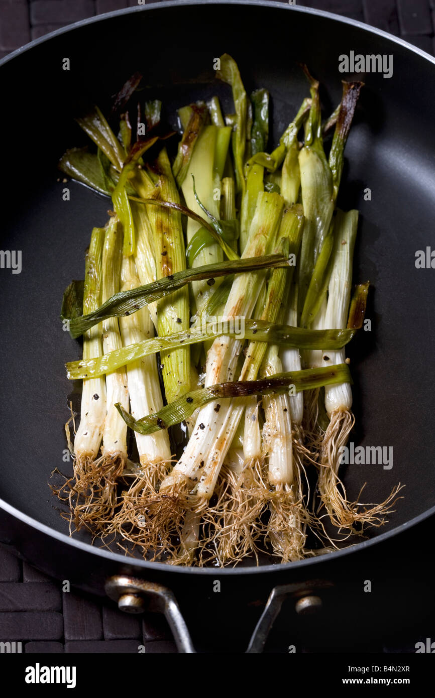 Dish of Baked Spring Onions Stock Photo - Alamy