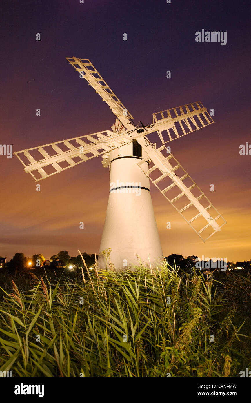 Thurne mill photographed at night during a long exposure on the Norfolk ...