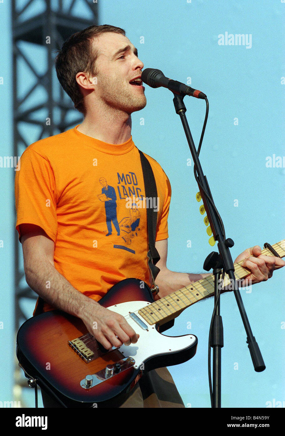 Fran Healy May 2000 from pop group Travis on stage in US Stock Photo ...