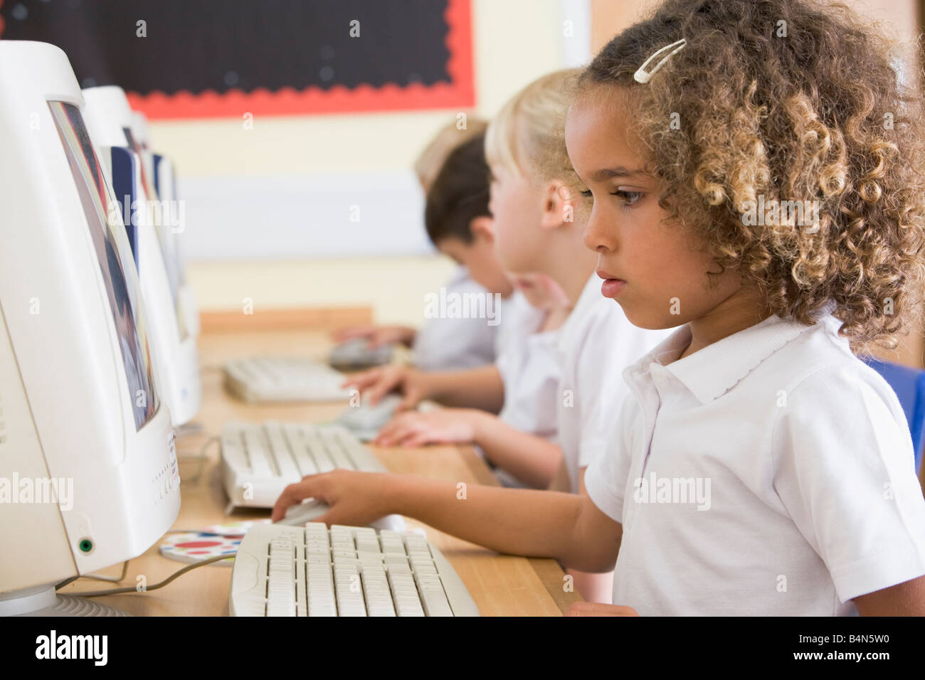 Students in class at computer terminals (depth of field Stock Photo - Alamy
