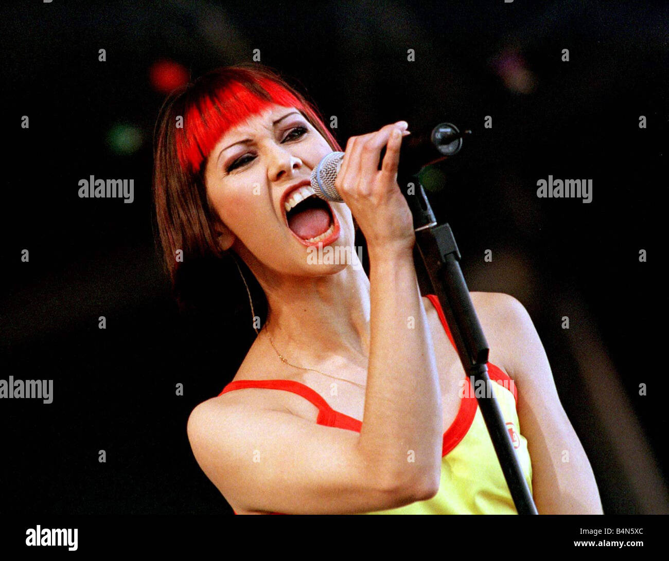 Republica singer Saffron July 1997 singing at T in the Park Festival in ...