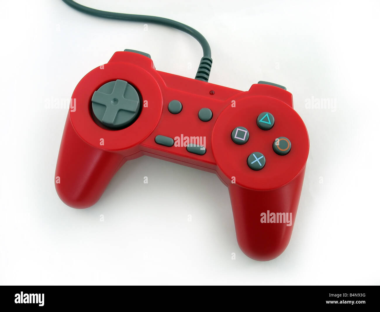a red video game controller isolated over a white background Stock ...
