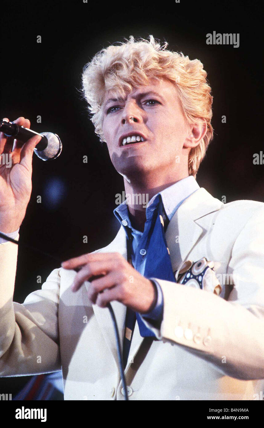 David Bowie Singer Pop star performing at Milton Keynes Bowl Stock ...