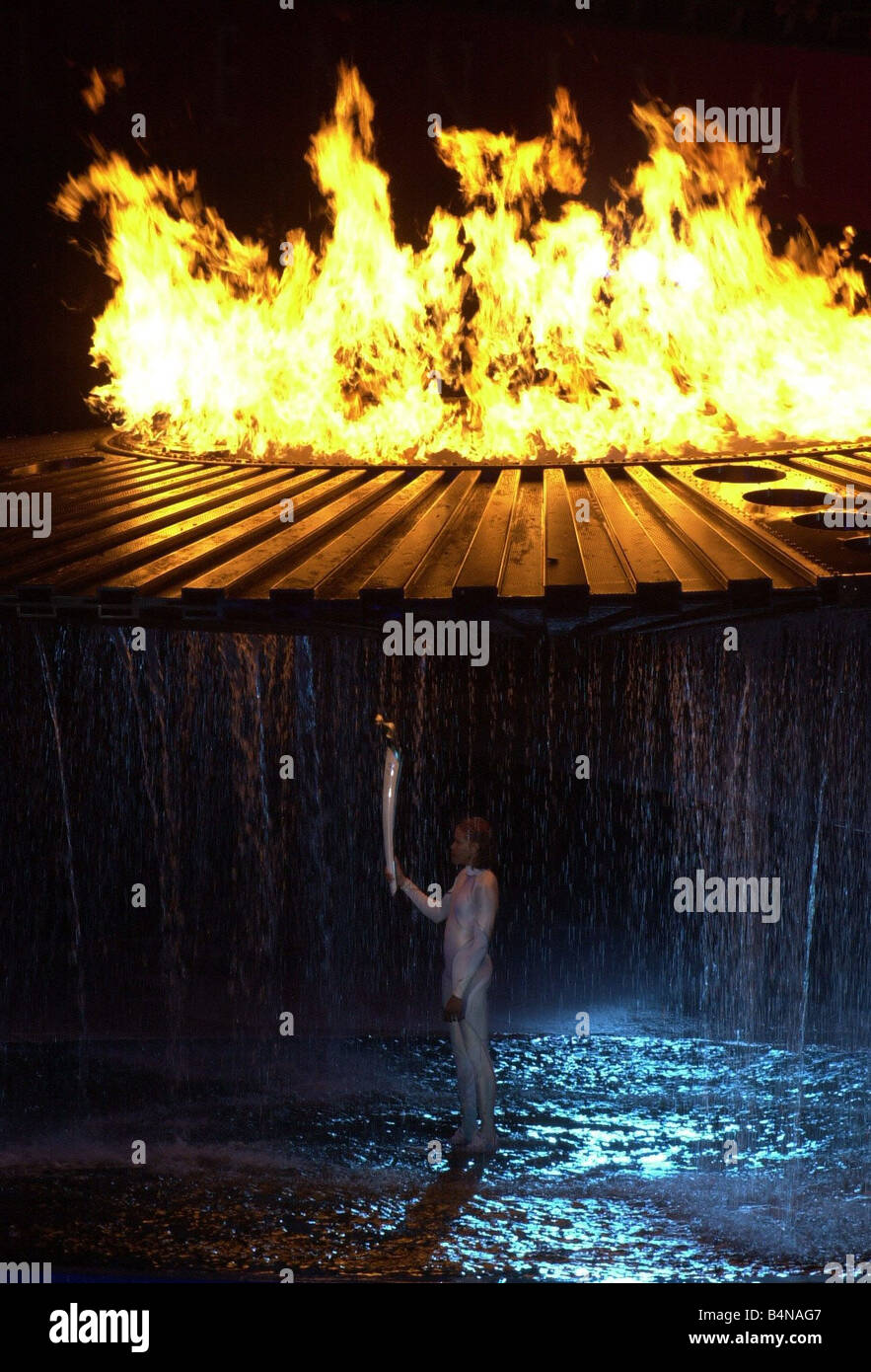Cathy Freeman having lit the Olympic flame in Sydney September 2000 for ...