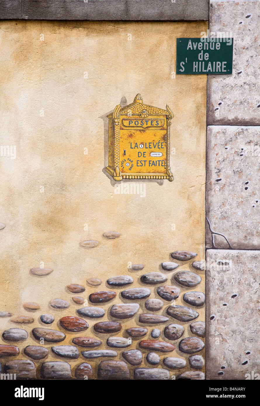 picture of a street sign in a French wall mural in St Hilaire Southern ...