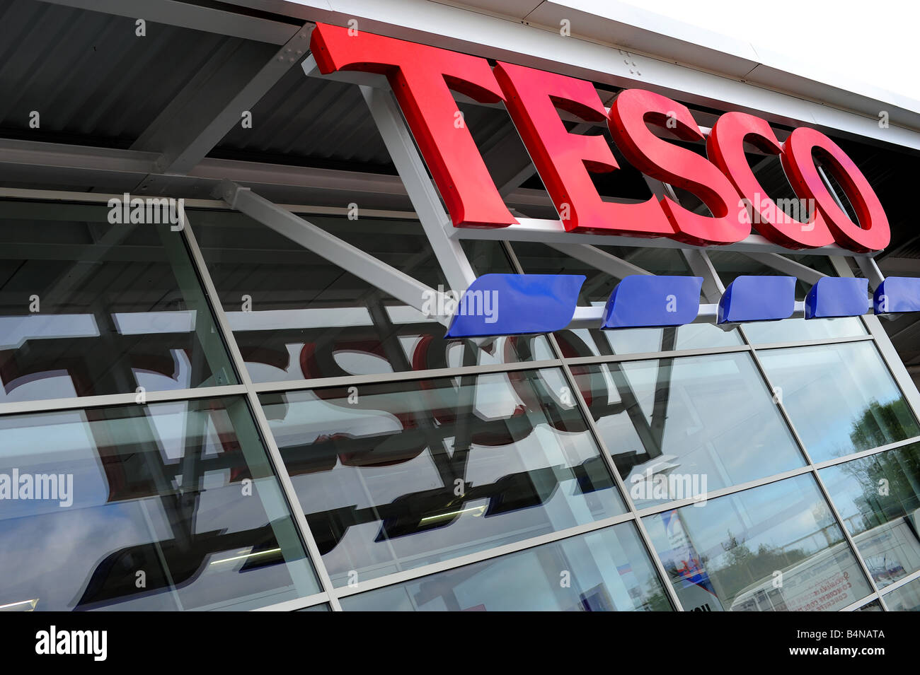 the tesco super store super market sign at the new store in Braunton ...
