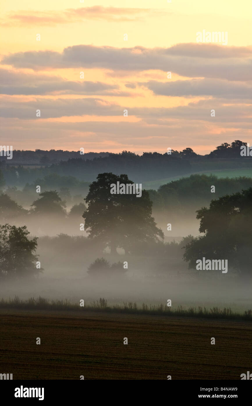 The morning mist hugs the surrounding farmland in the Norfolk ...