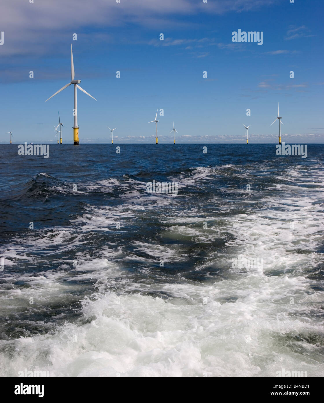 North Hoyle Offshore Wind Farm, off coast of North Wales producing ...
