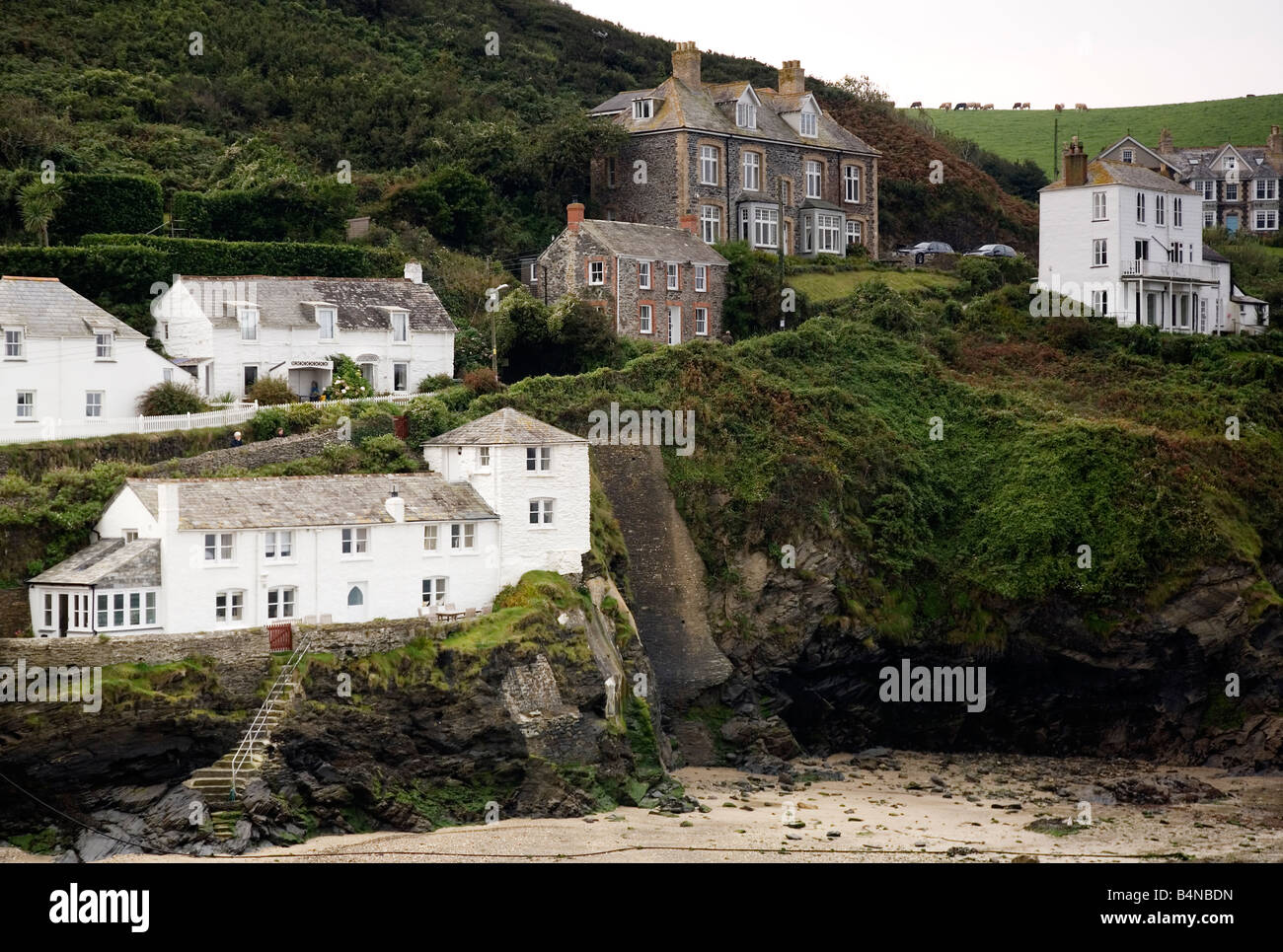 Aerial view of Port Isaac Cornwall Stock Photo - Alamy