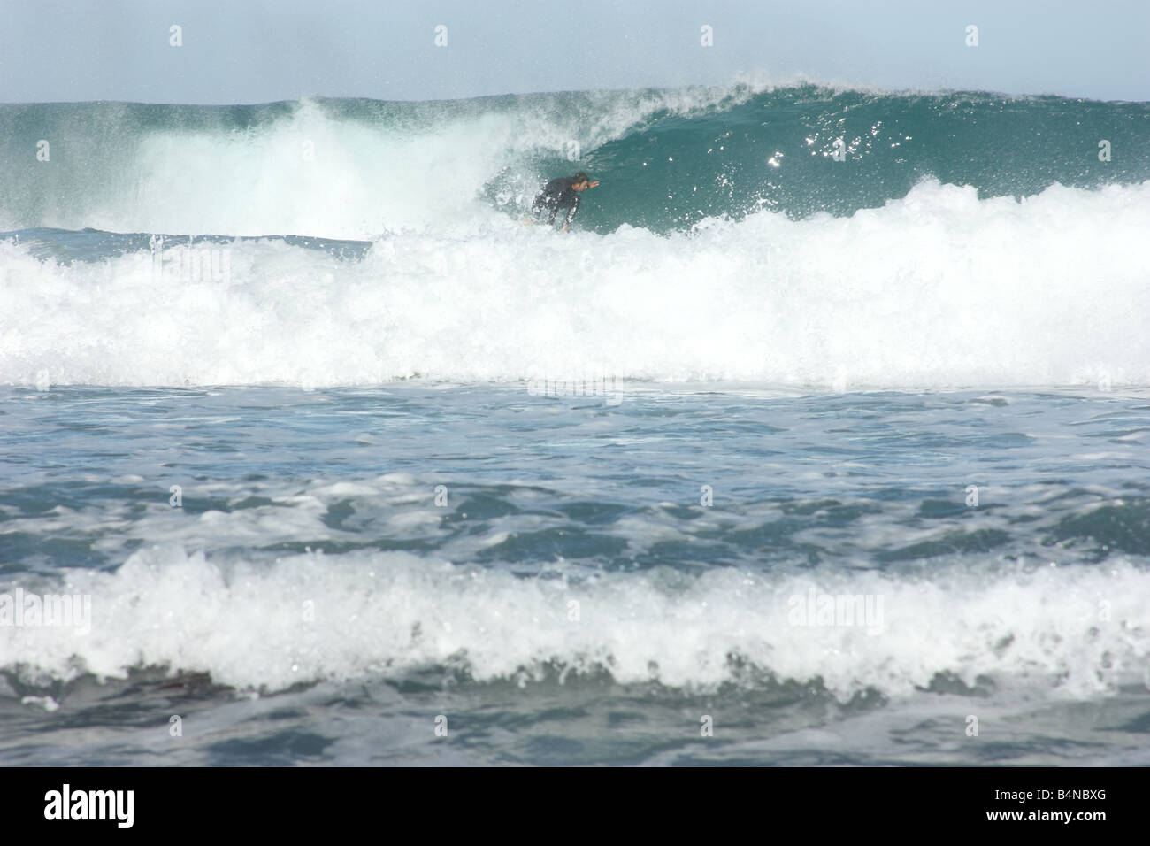 a surfer getting barreled on the westcoast of south australia Stock ...
