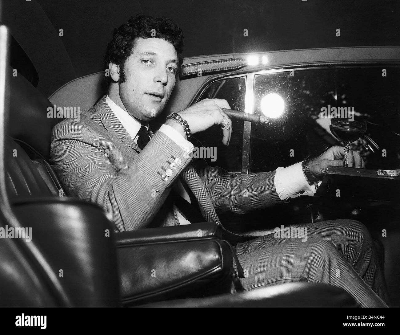 Tom Jones Singer on his way to Luton in a car circa 1972 Stock Photo ...