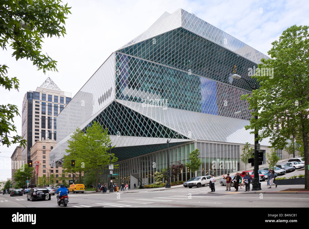 Exterior of Seattle Public Library in downtown Seattle Washington Stock ...
