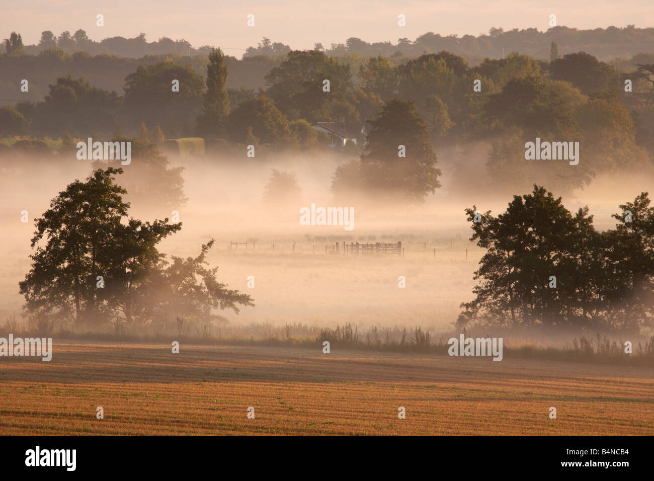 The morning mist hugs the surrounding farmland in the Norfolk ...