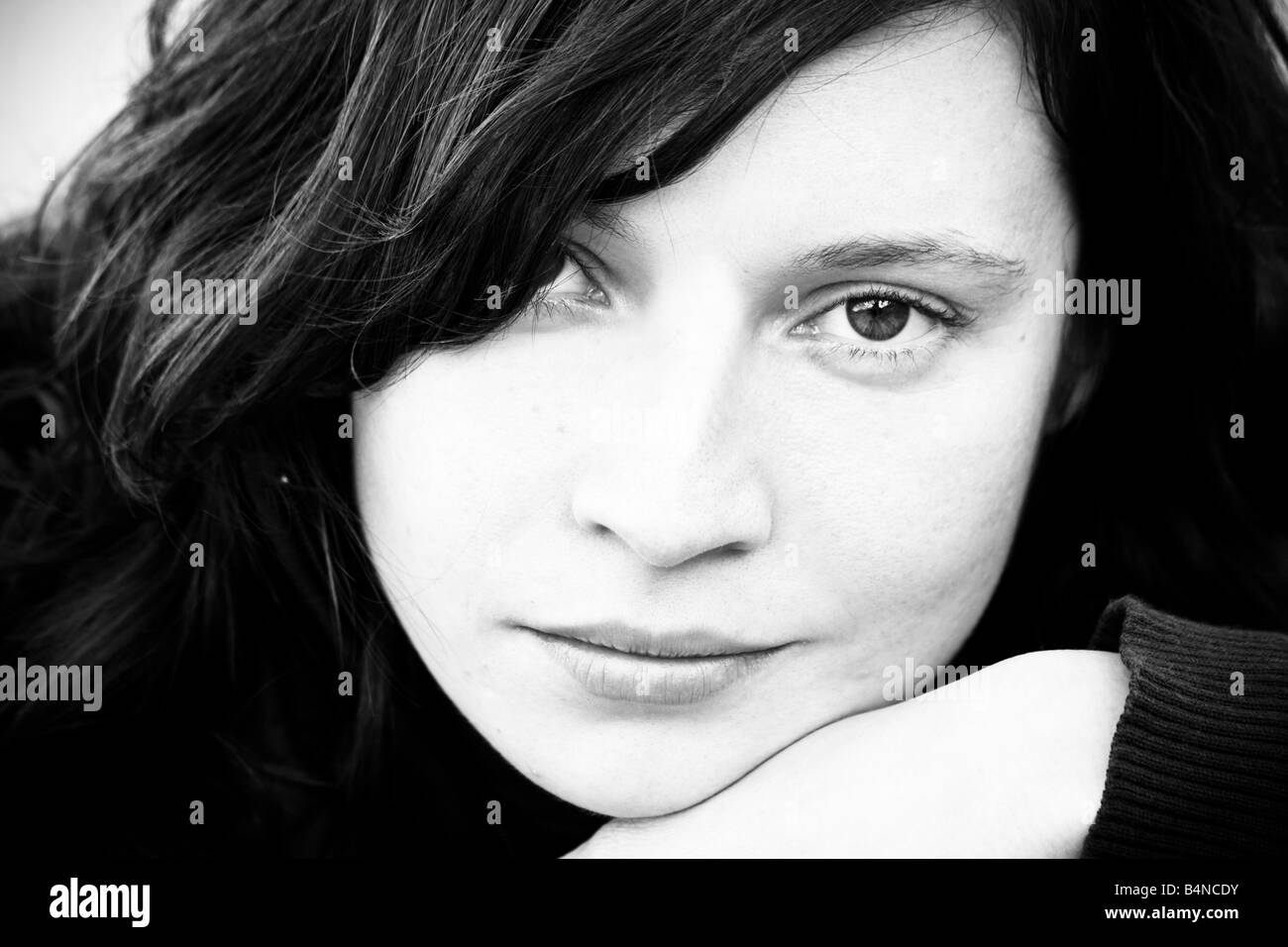 Serene expression Black and White Stock Photos & Images - Alamy