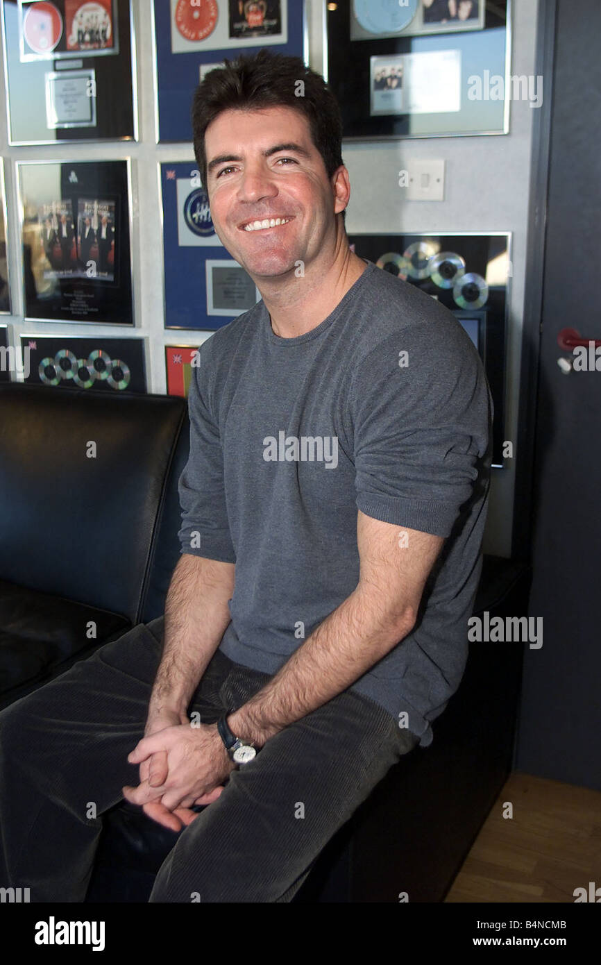Pop Idol judge Simon Cowell at his office in Fulham August 2003 Stock ...