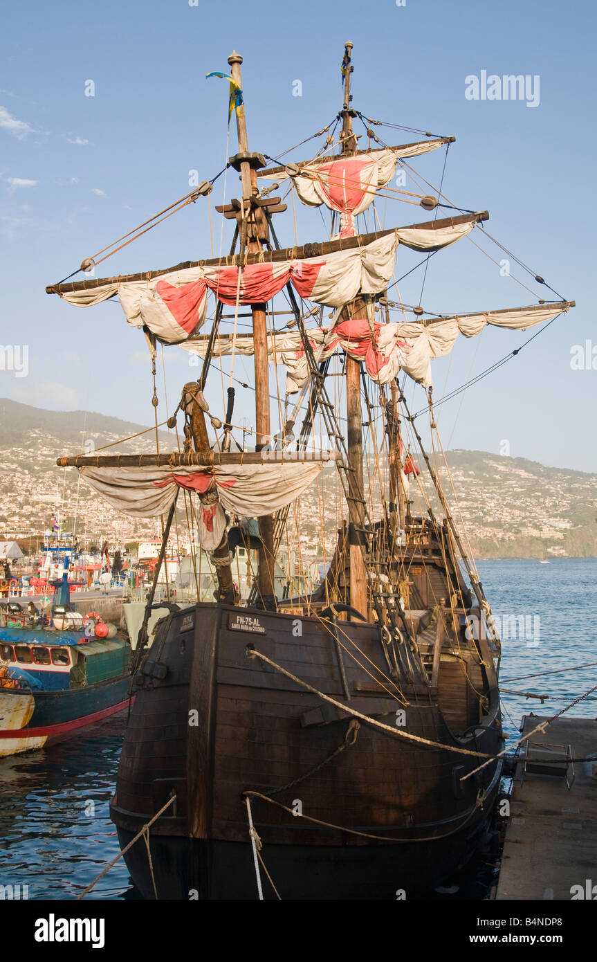 Replica of Columbus flagship Santa María Funchal Madeira Stock Photo ...