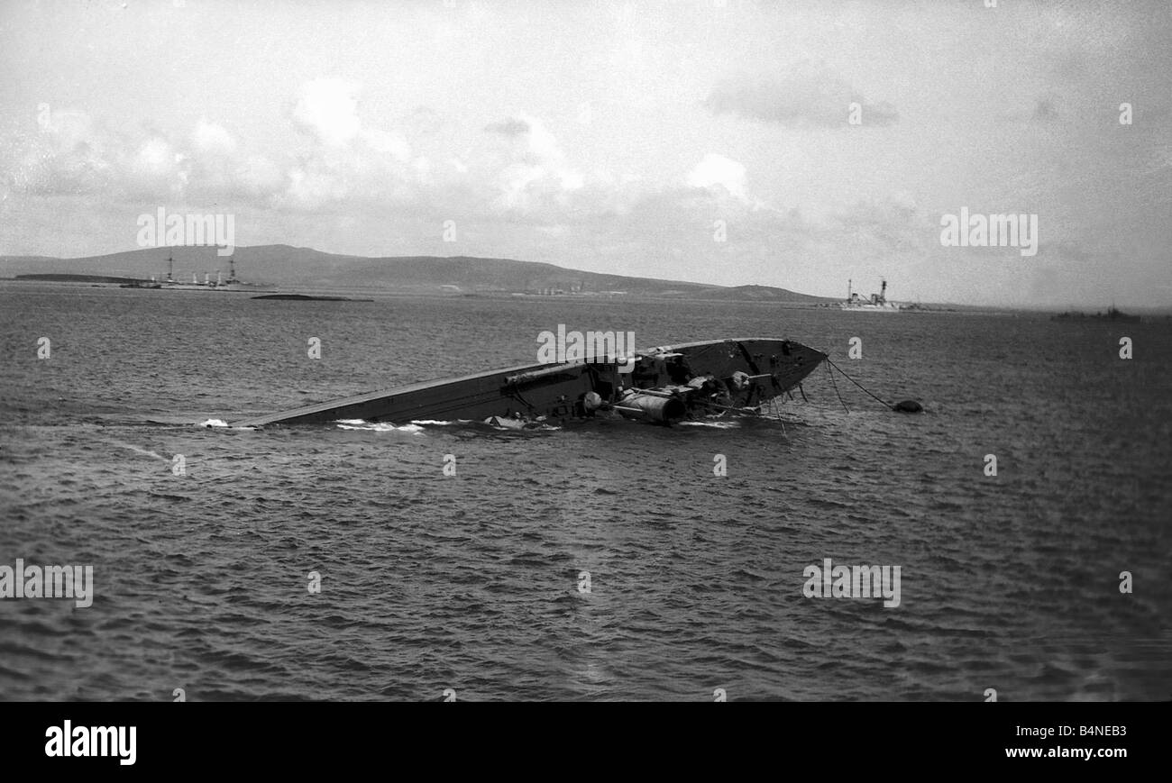 German High Sea fleet scuttled at Scapa Flow off Scotland in June 1919 ...