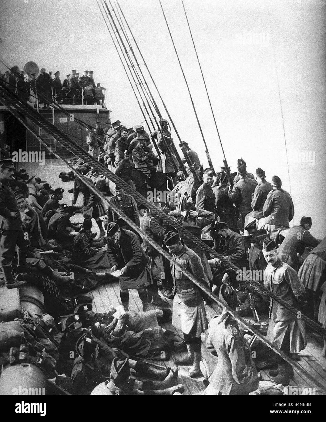 British troopship on the way to France August 1914 Members of the ...