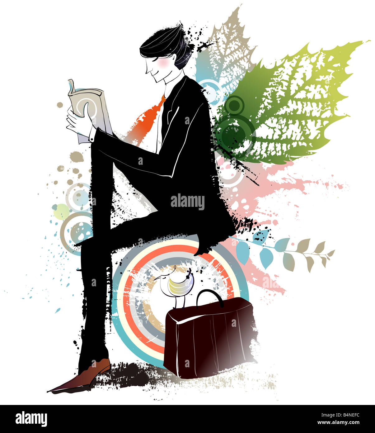 Businessman reading book Stock Photo - Alamy