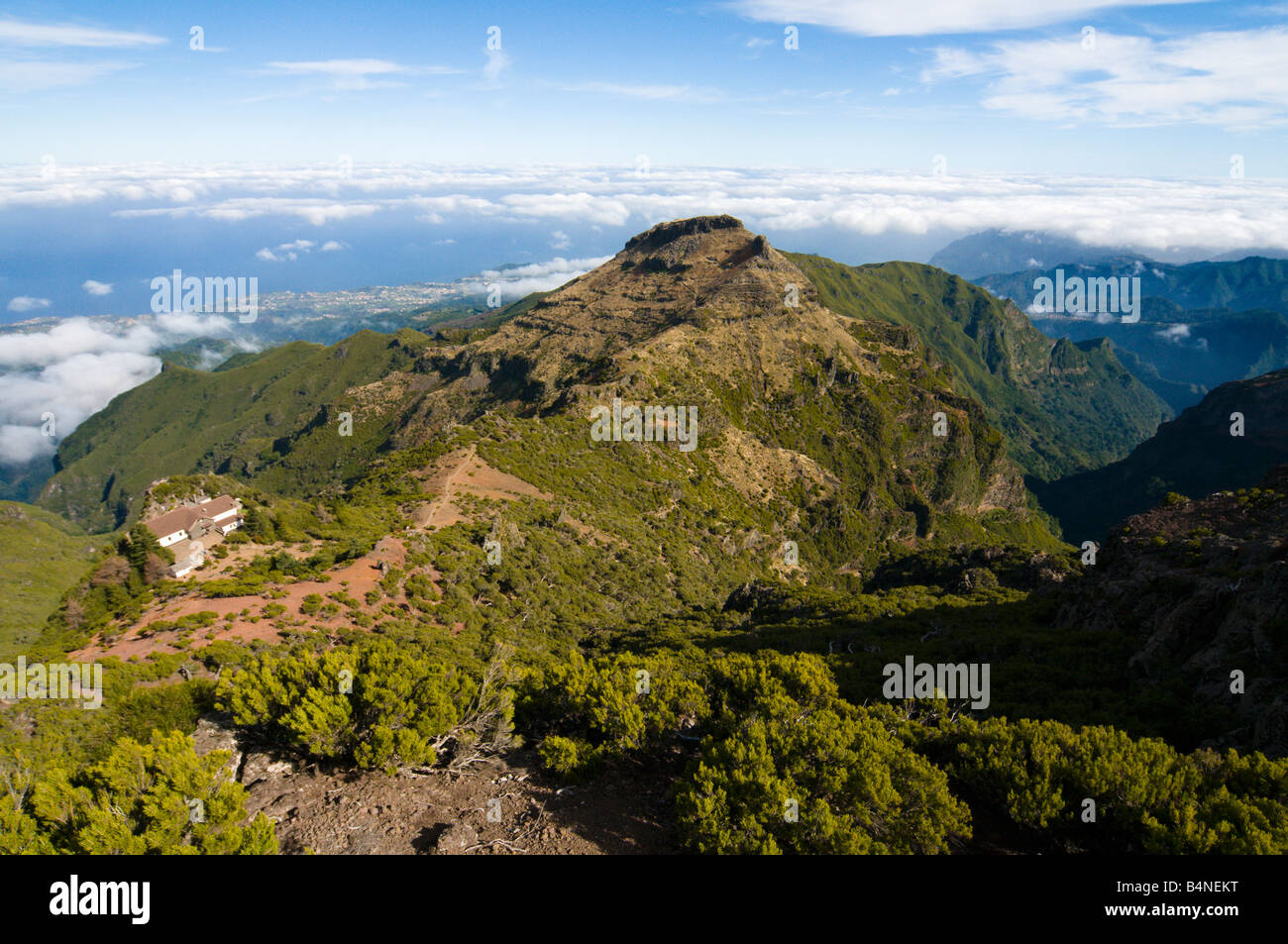 View north from Pico Ruivo Madeira s highest summit with cloud sea over ...