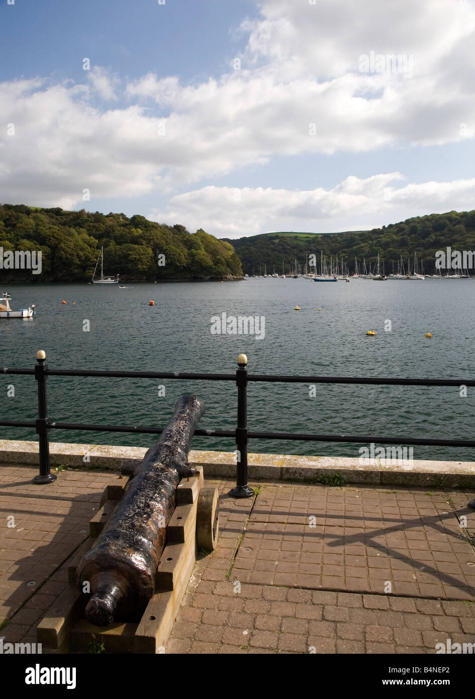 River Fowey Cornwall and moorings view from town quay Stock Photo - Alamy