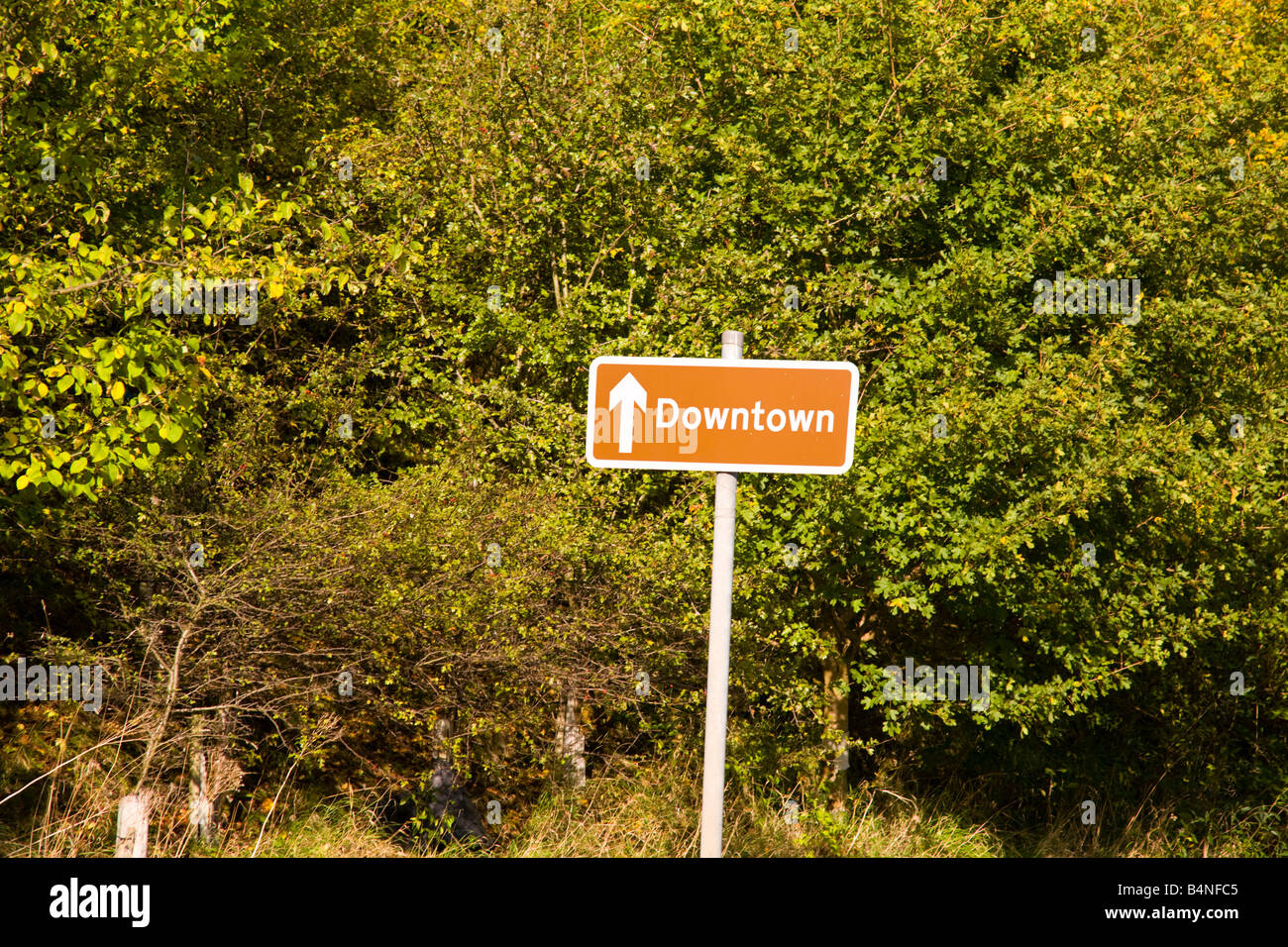 Sign to Downtown garden centre and shopping mall, Gonerby, Grantham ...