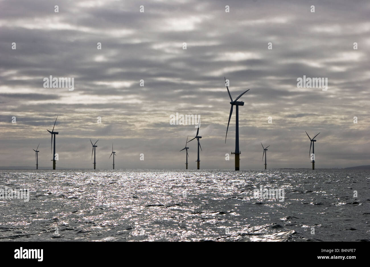 North Hoyle Offshore Wind Farm, off coast of North Wales producing ...