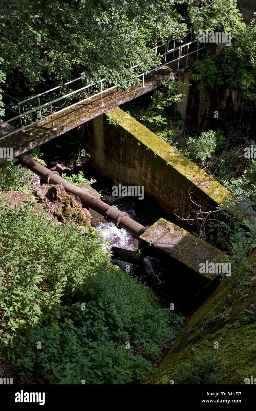 Outfall and pipeline from reservoir with water going to small scale ...