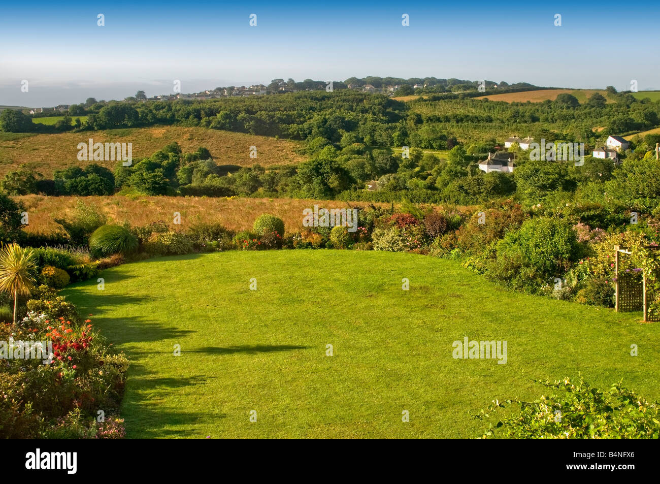 view over hills and landscape salcombe devon england uk Stock Photo - Alamy