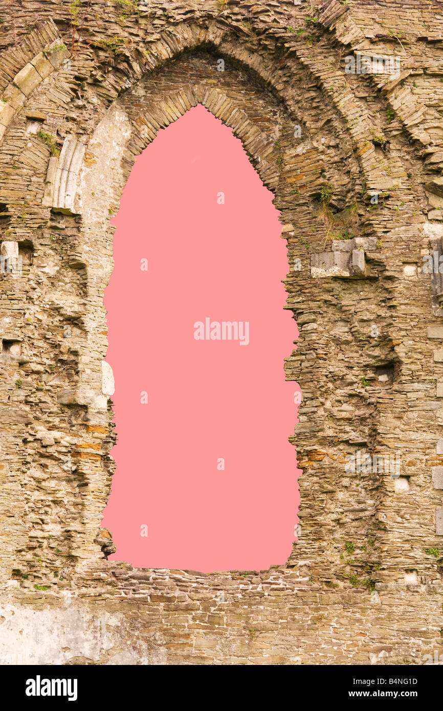 Medieval Abbey window with cut out aperture Stock Photo - Alamy