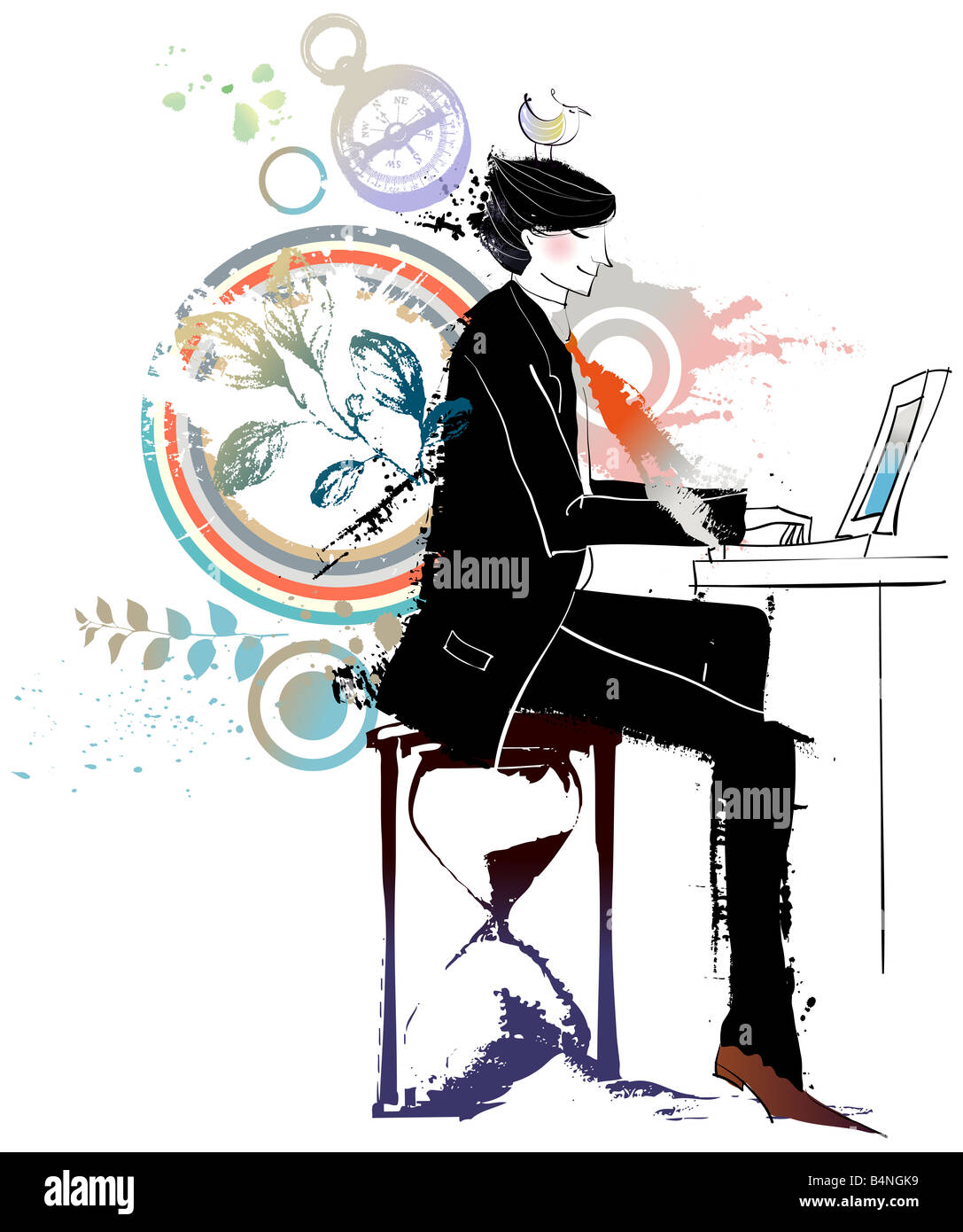 Businessman using laptop, side view Stock Photo - Alamy