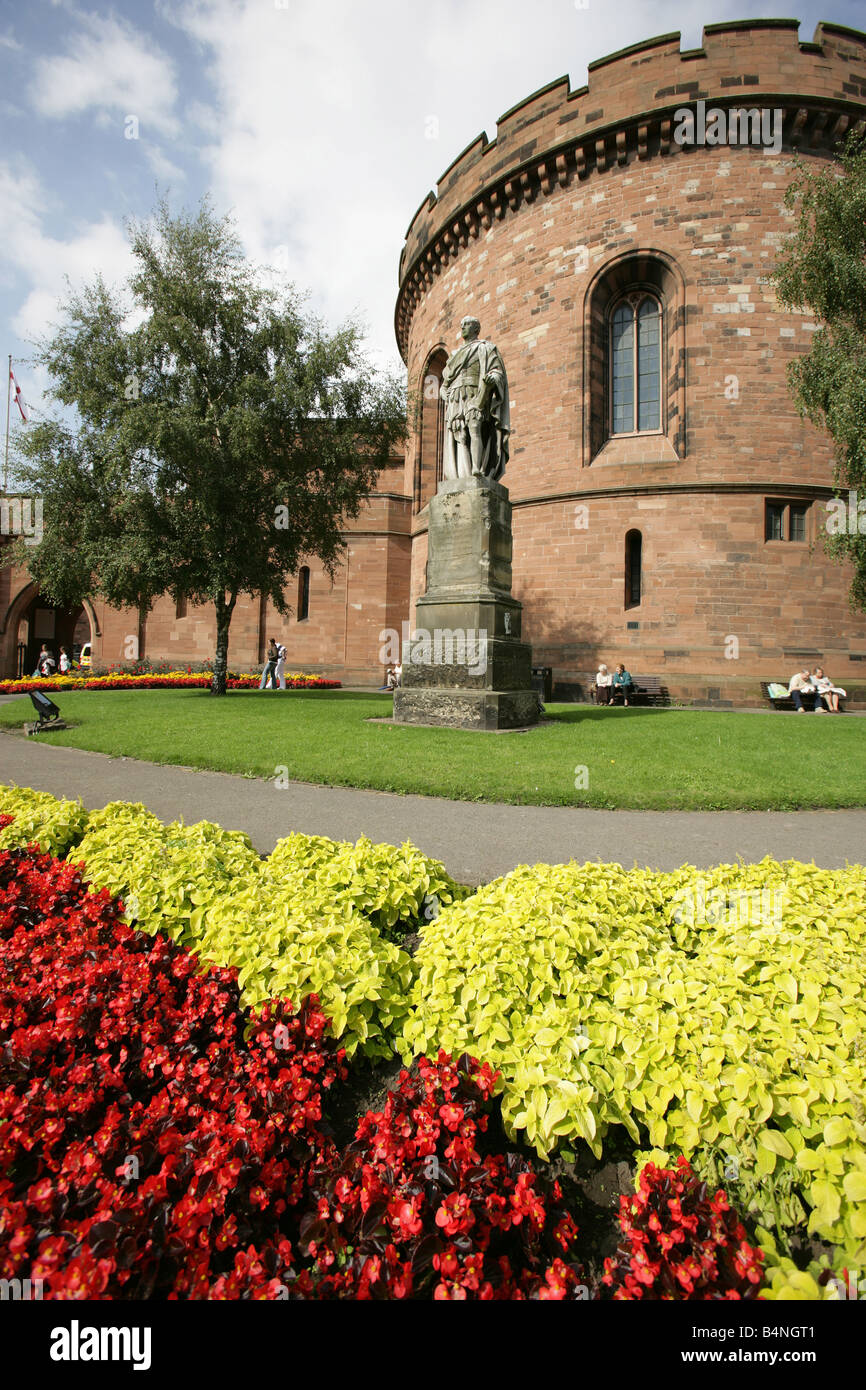 City of Carlisle, England. Flower beds in front of the East Citadel ...