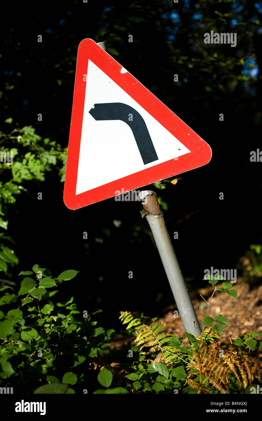 Road Traffic Sign, Bend Ahead Stock Photos & Road Traffic Sign, Bend ...