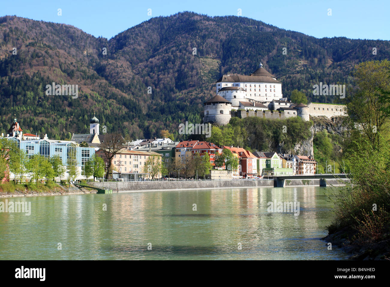the fortress of kufstein with the river inn Stock Photo - Alamy