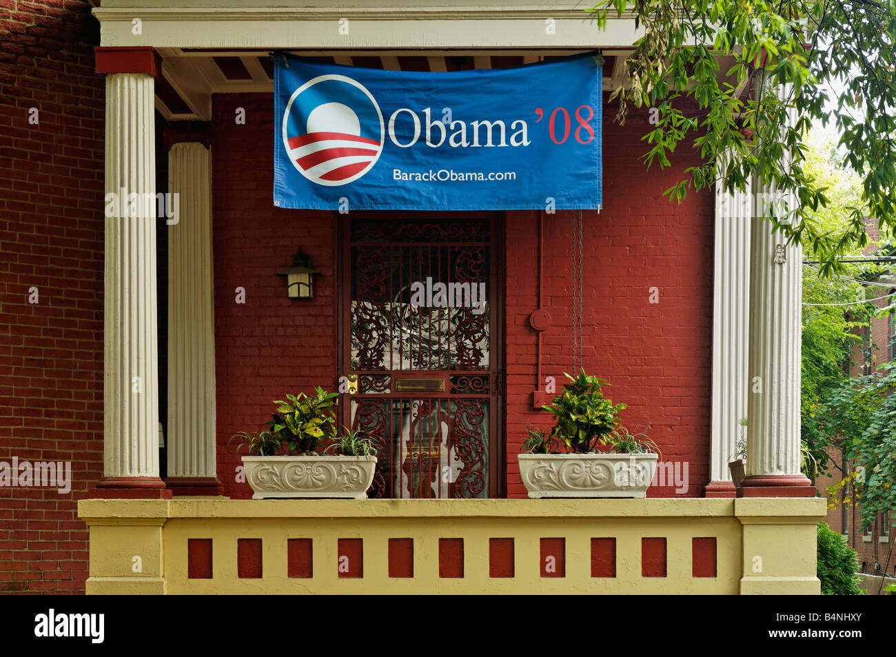 Barack Obama for President Political Banner on Front Porch of Home ...