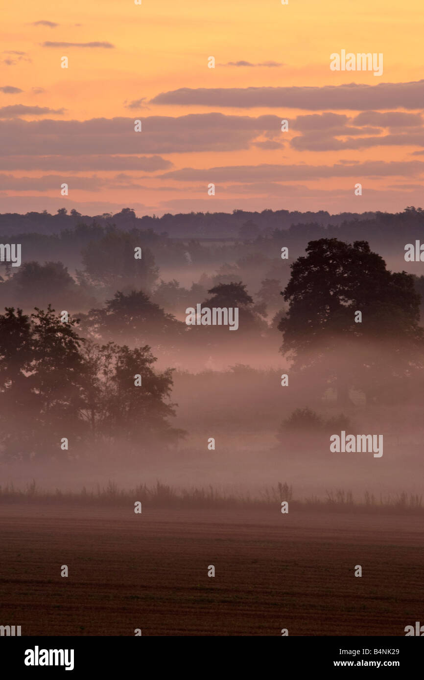The morning mist hugs the surrounding farmland in the Norfolk ...