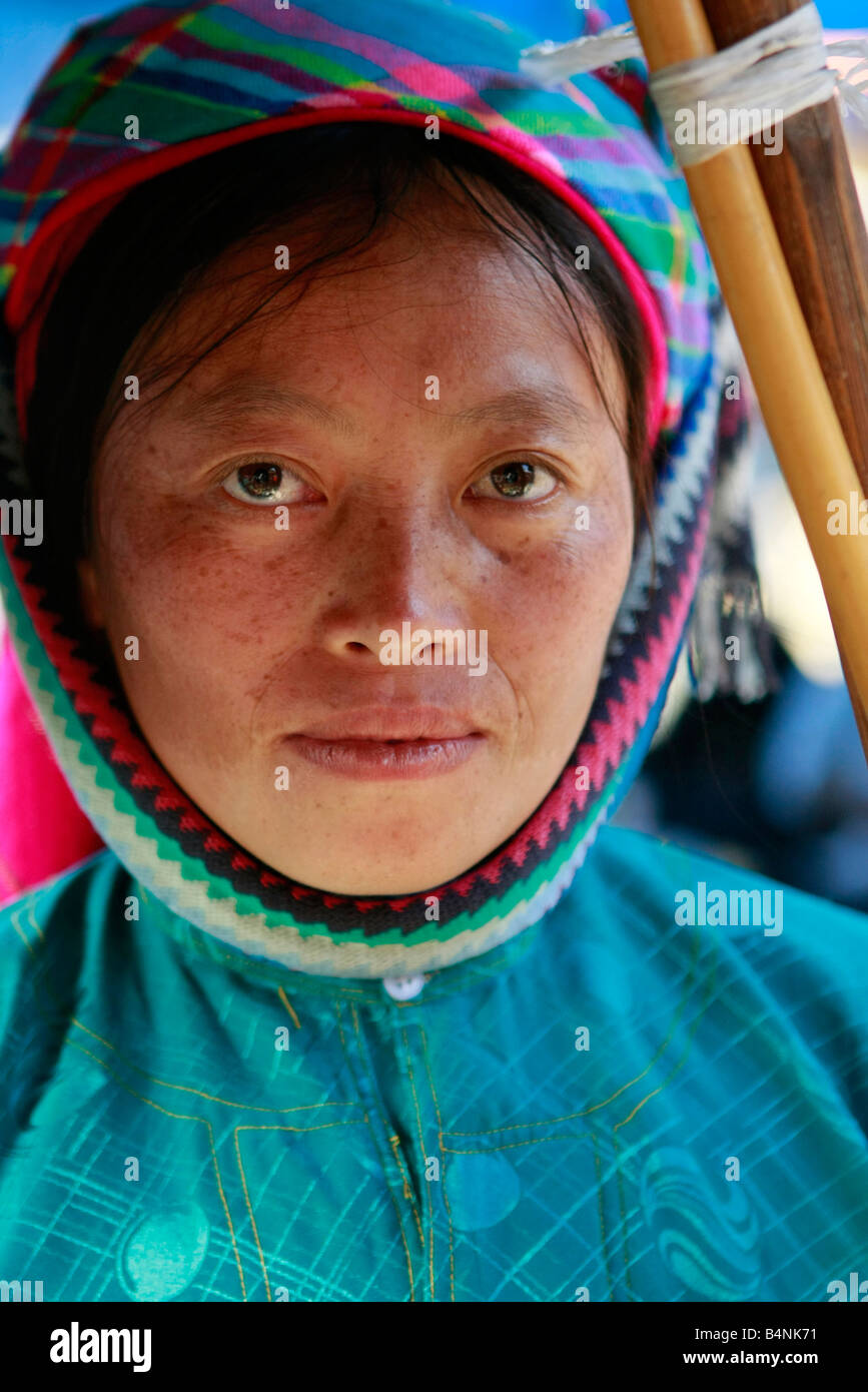 White Hmong tribeswoman at Dong Van market, Ha Giang Province, Vietnam ...