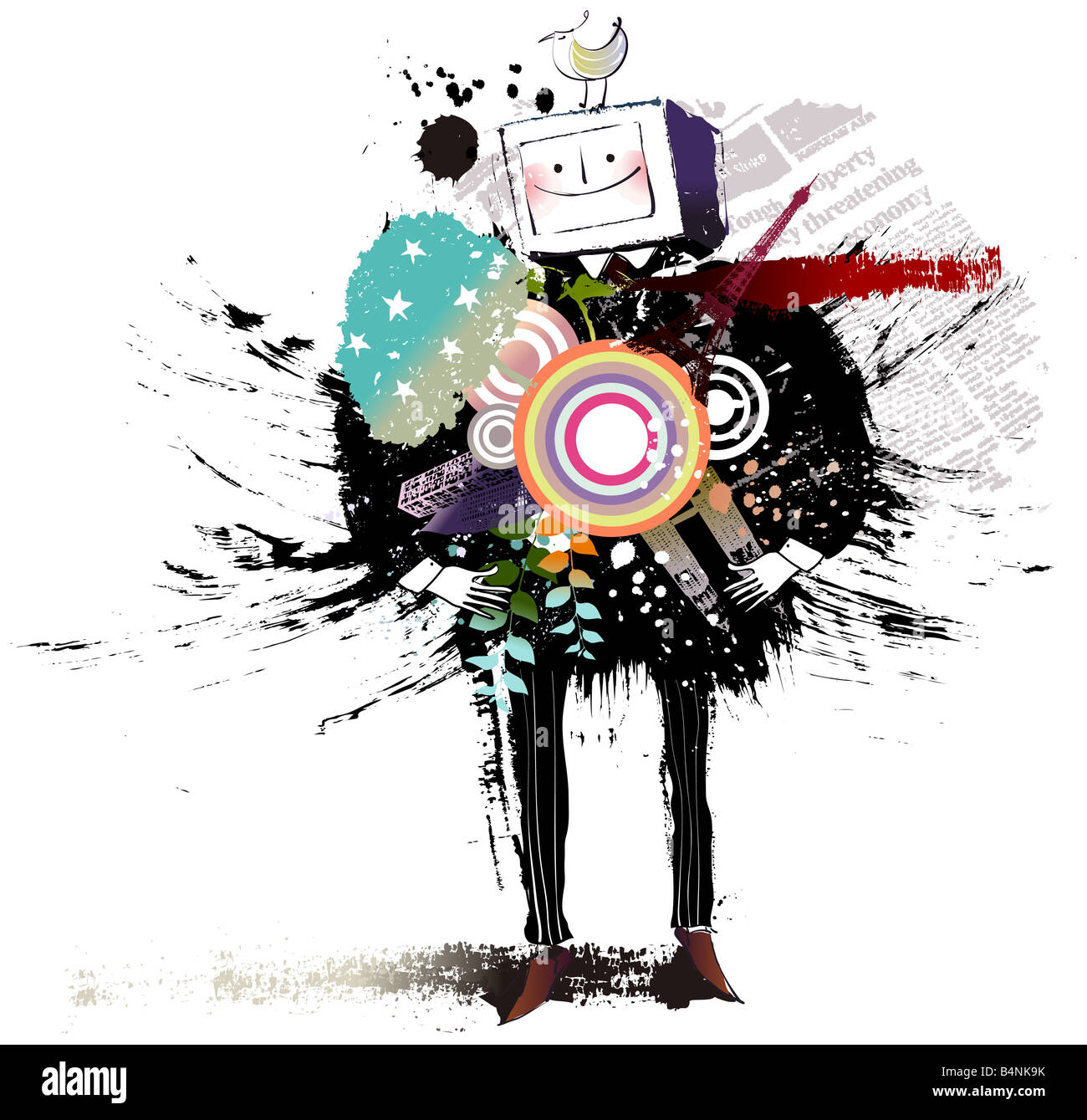 Representation of a businessman with computer head Stock Photo - Alamy