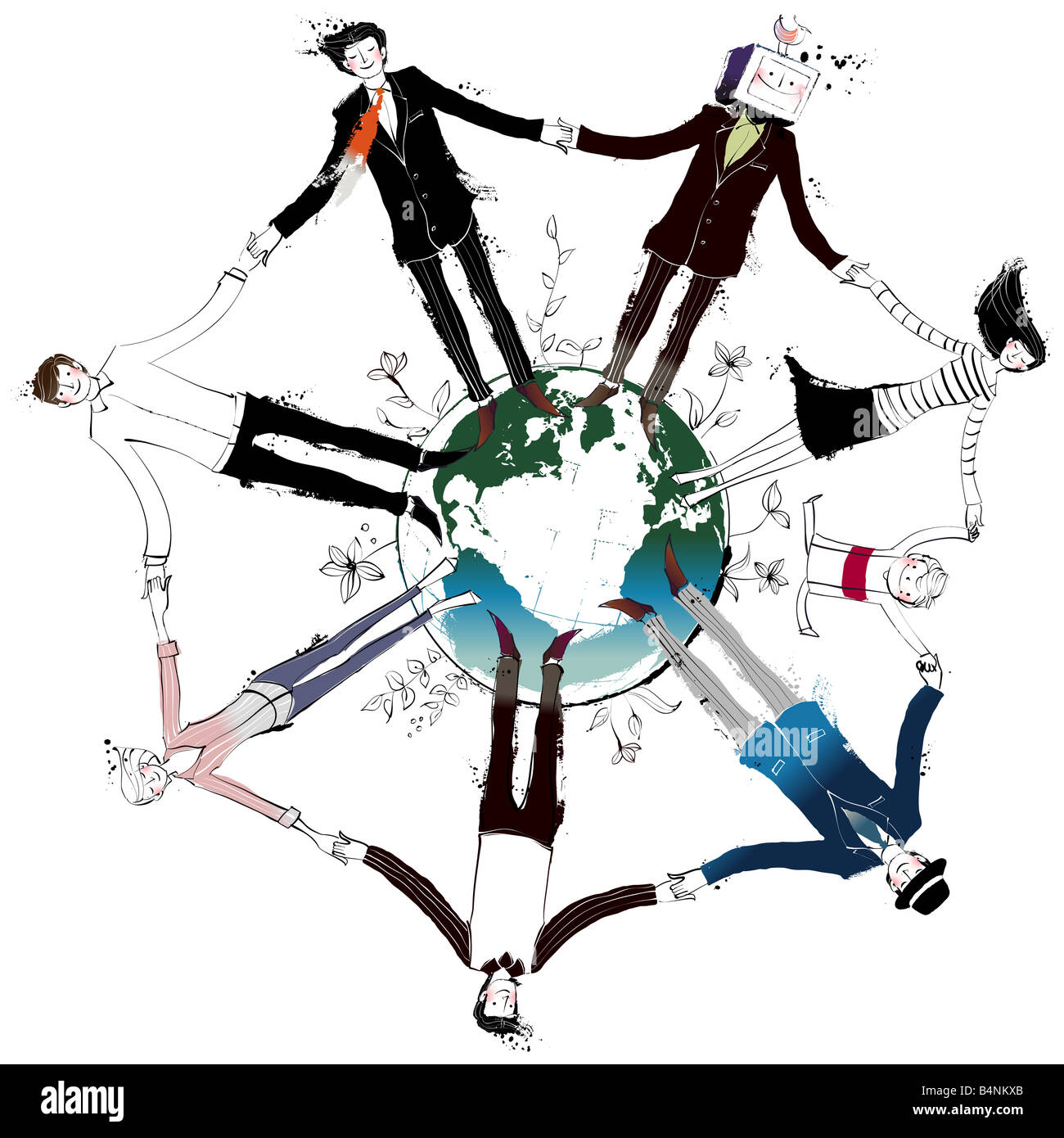 People around earth Stock Photo - Alamy