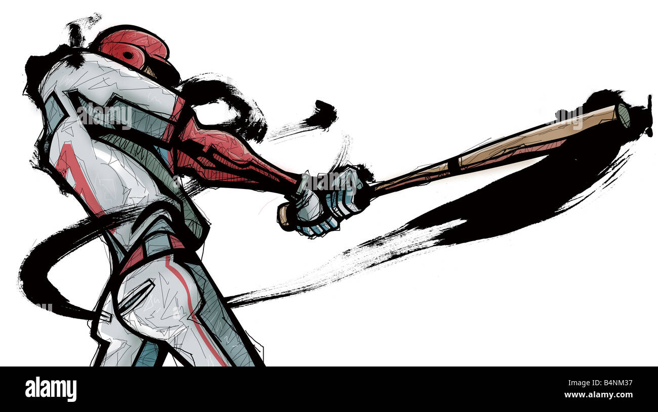 Baseball player swinging bat, side view Stock Photo - Alamy