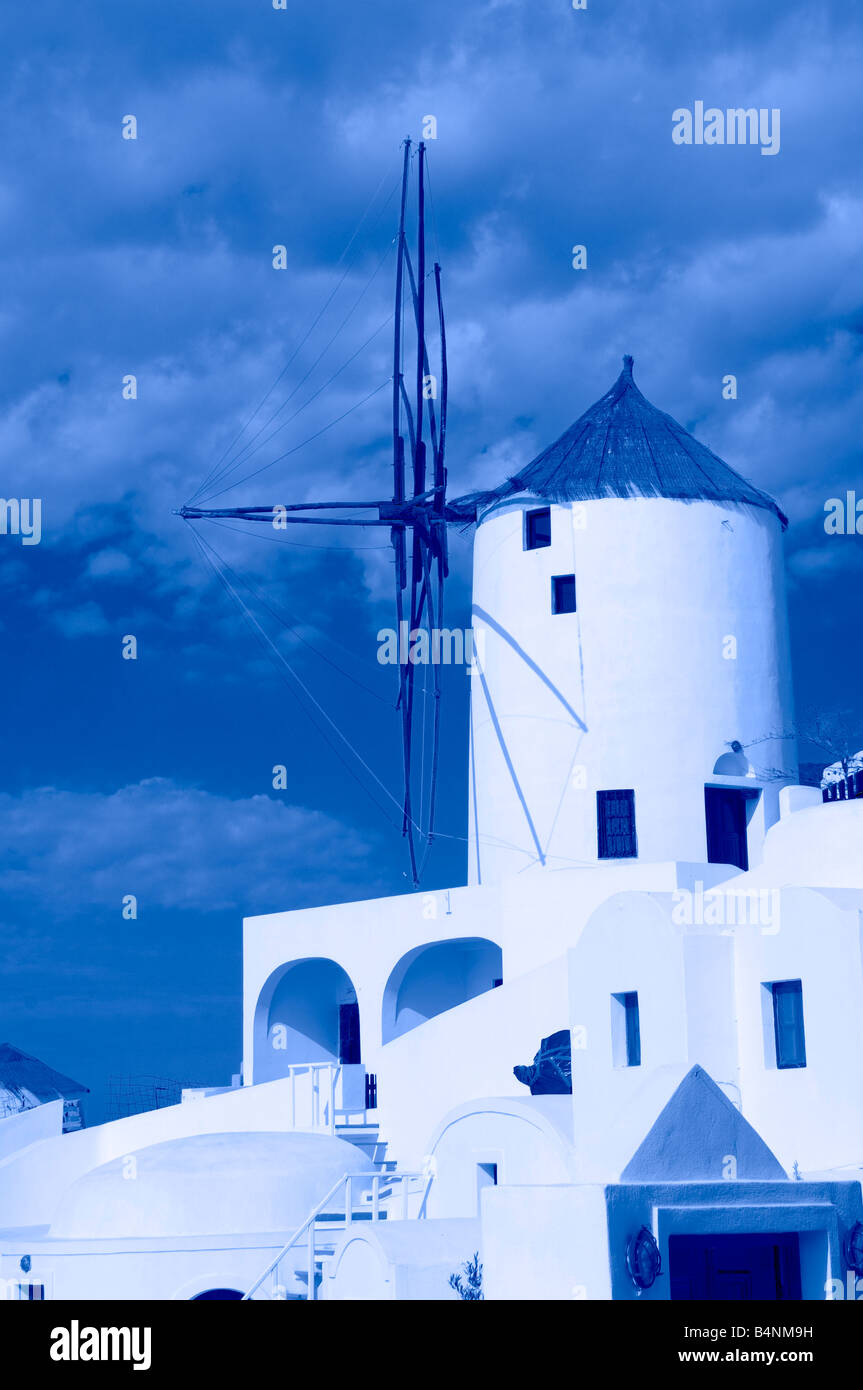 Santorini windmill in Oia Stock Photo - Alamy