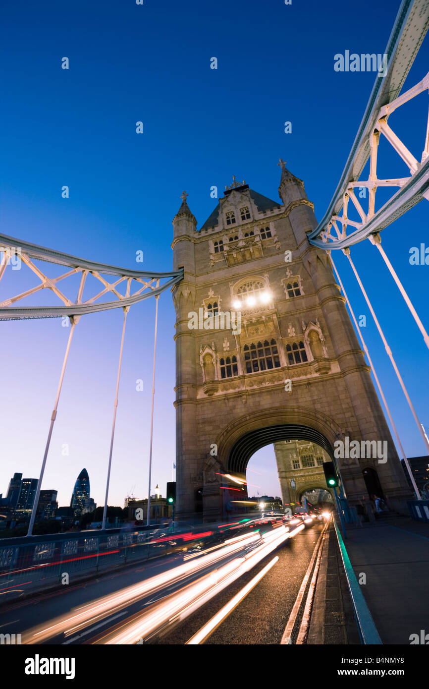 View of Tower Bridge at dusk London UK Stock Photo - Alamy