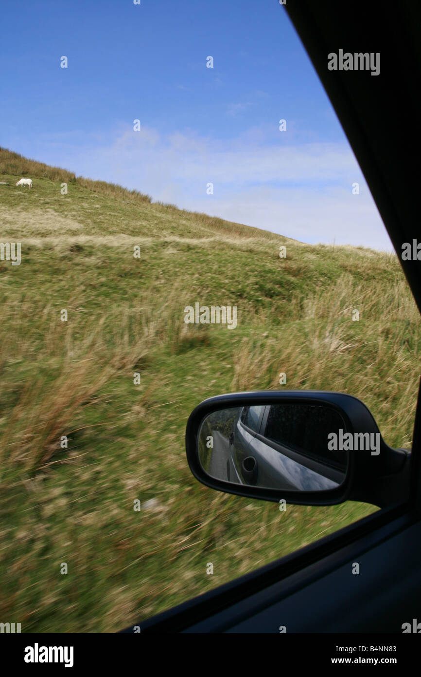 car driving on rural country road in wales uk Stock Photo - Alamy