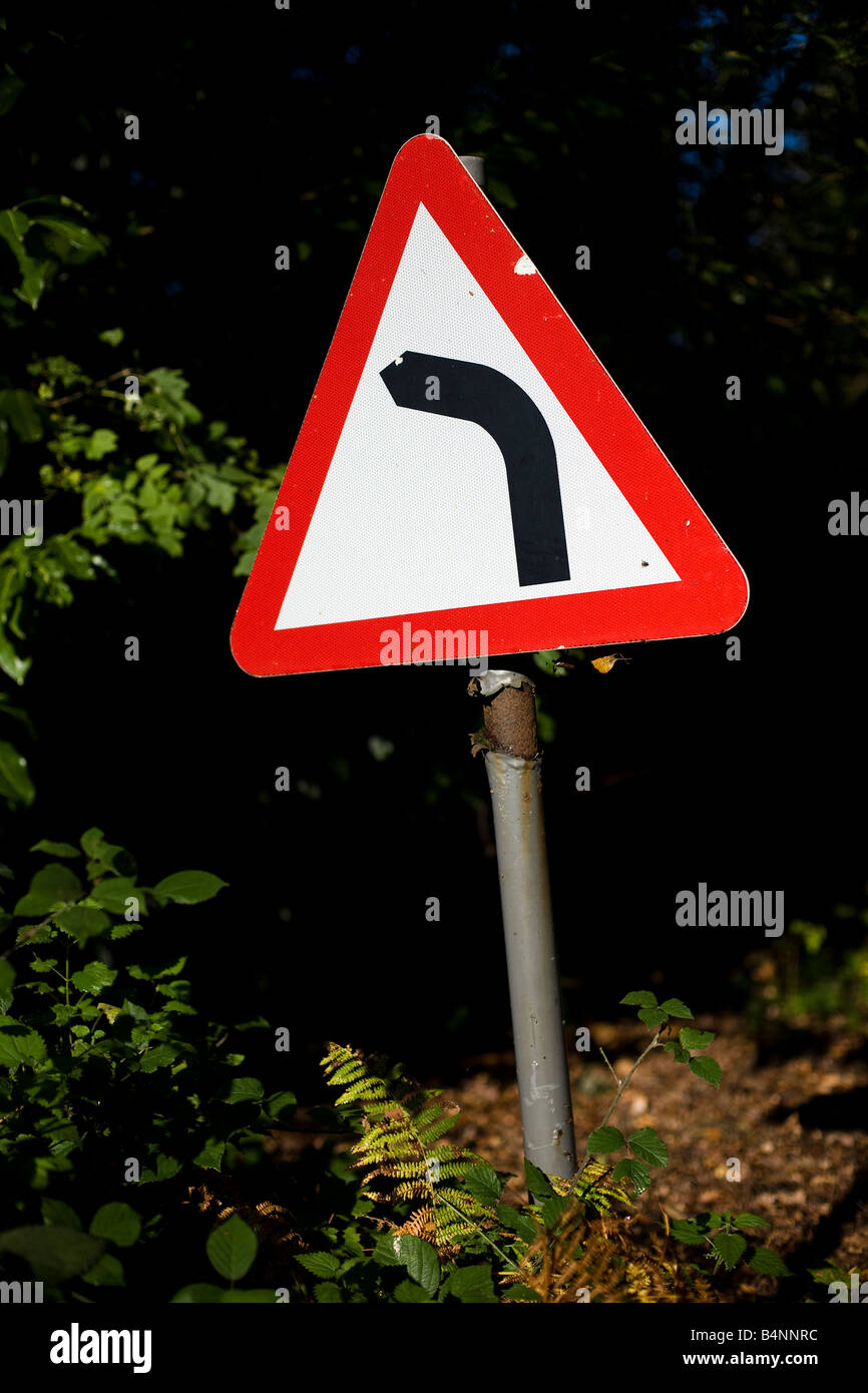 Road Traffic Sign, Bend Ahead Stock Photos & Road Traffic Sign, Bend ...