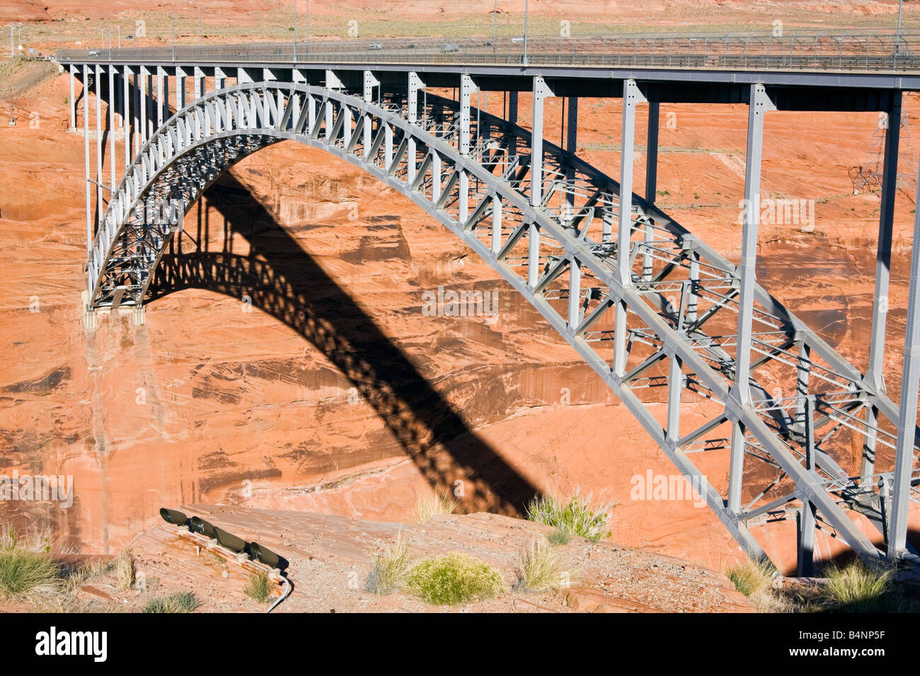 Gray bridge and red rocks Horizontal shot Stock Photo - Alamy