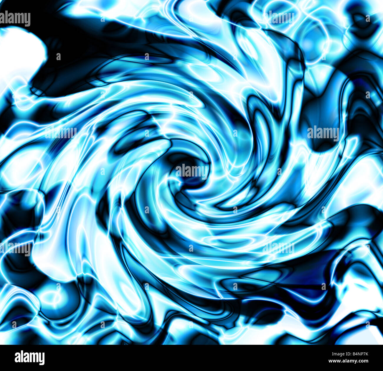 blue glowing plasma charged with electricity moving in a twirly spiral ...