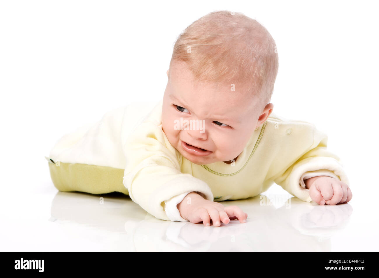 Laying baby crying facial expression Stock Photo - Alamy