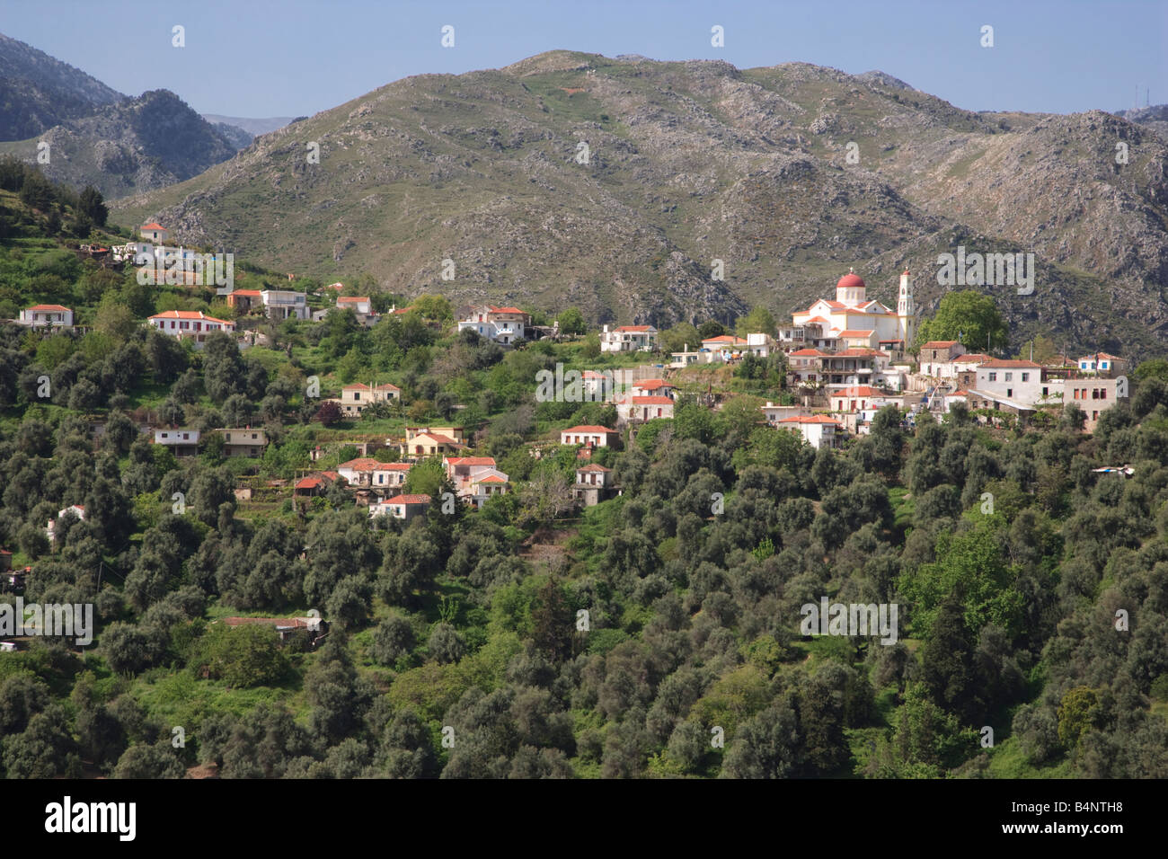 The Picturesque Mountain Village of Lakki Western Crete Greece Stock ...