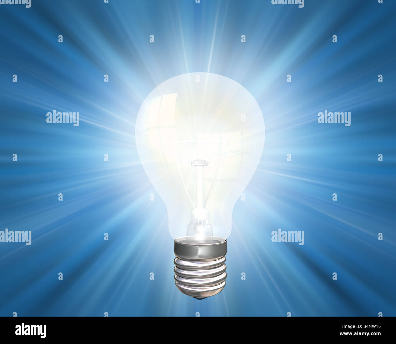 Illustration of an illuminated light bulb Stock Photo - Alamy