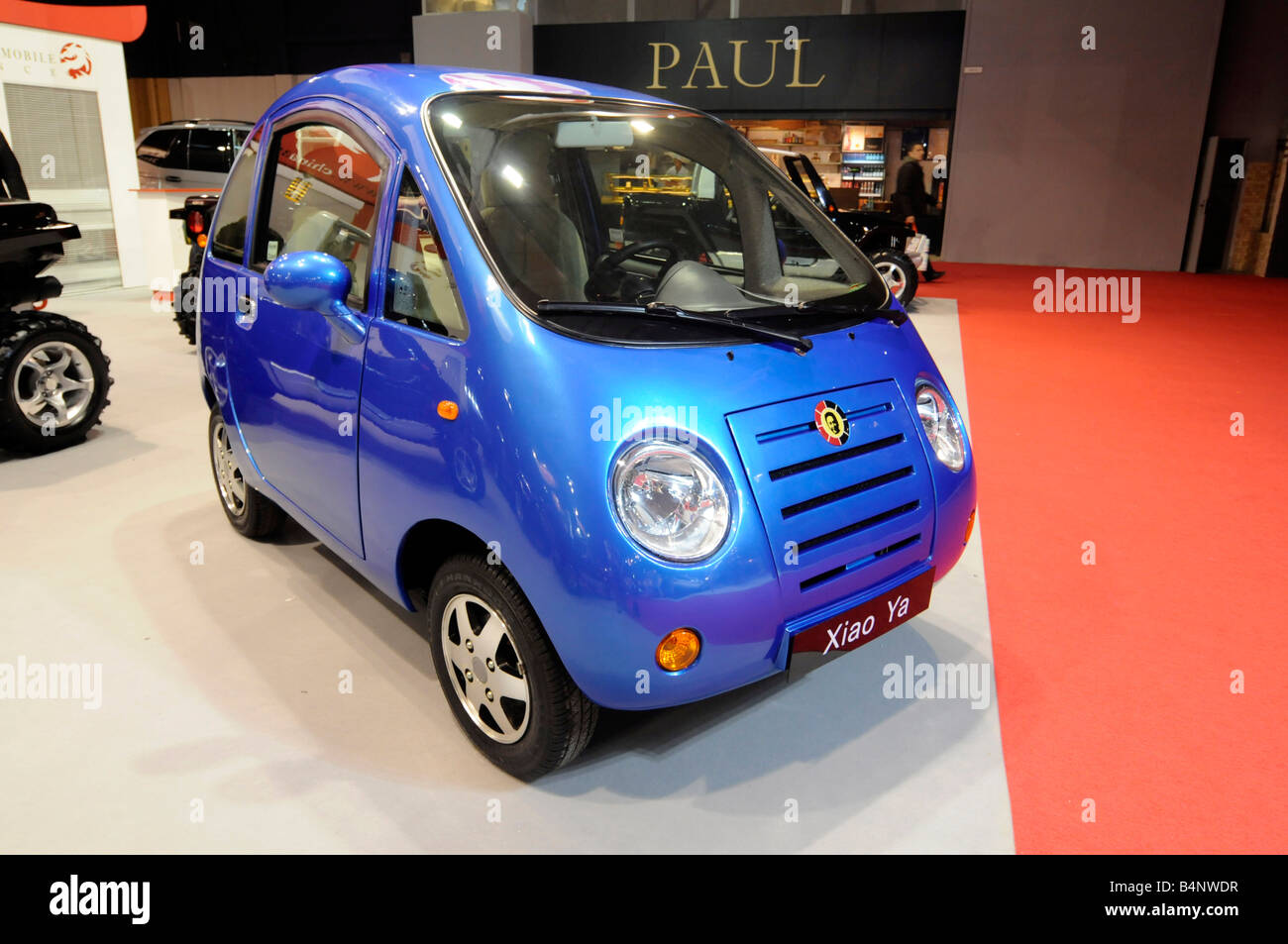 A stylish tiny Chinese car on display during the "Mondial de l'Auto ...
